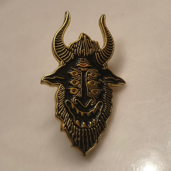 Accessories | Devil Goat Man Eyes Enamel Pin Creepy Satyr Satan | Poshmark